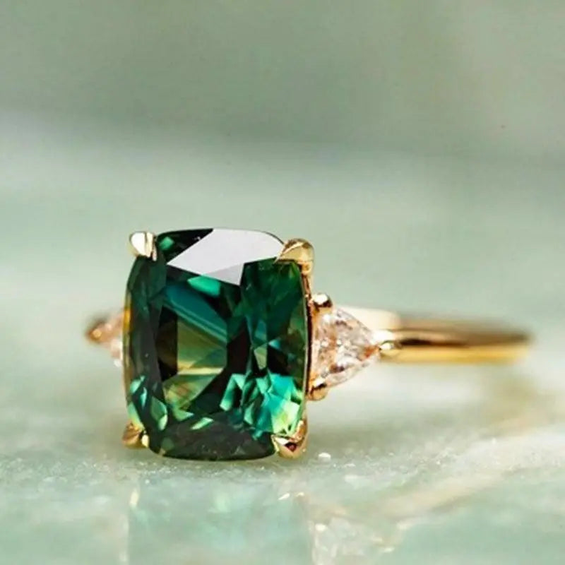 Elegant Square Emerald Ring – Evelyn Jewellery