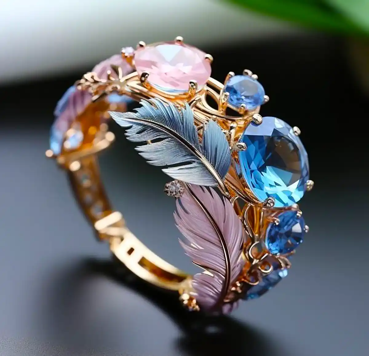 Vintage Exotic Feather Crystal Ring – Evelyn Jewellery